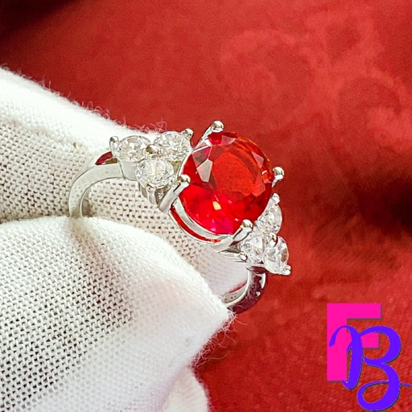 FingerBlingers | Jewelry | Ruby Cz Sterling Silver Ring | Poshmark